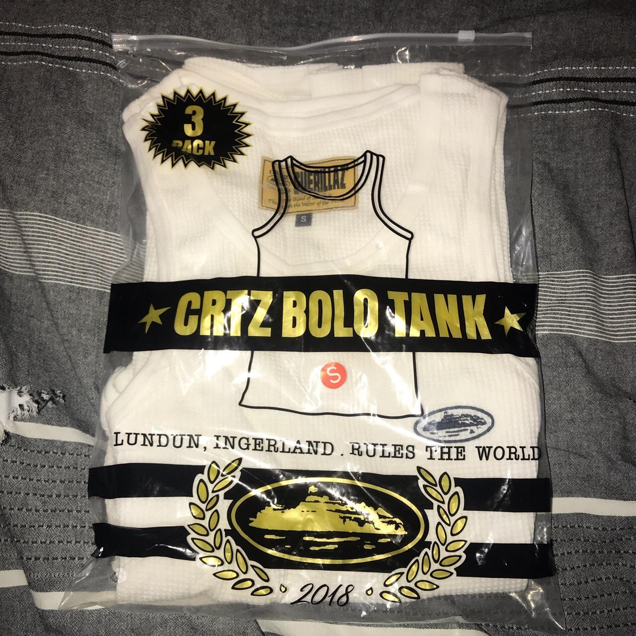 Small white corteiz bolo tank top vest (pack of 3) - Depop