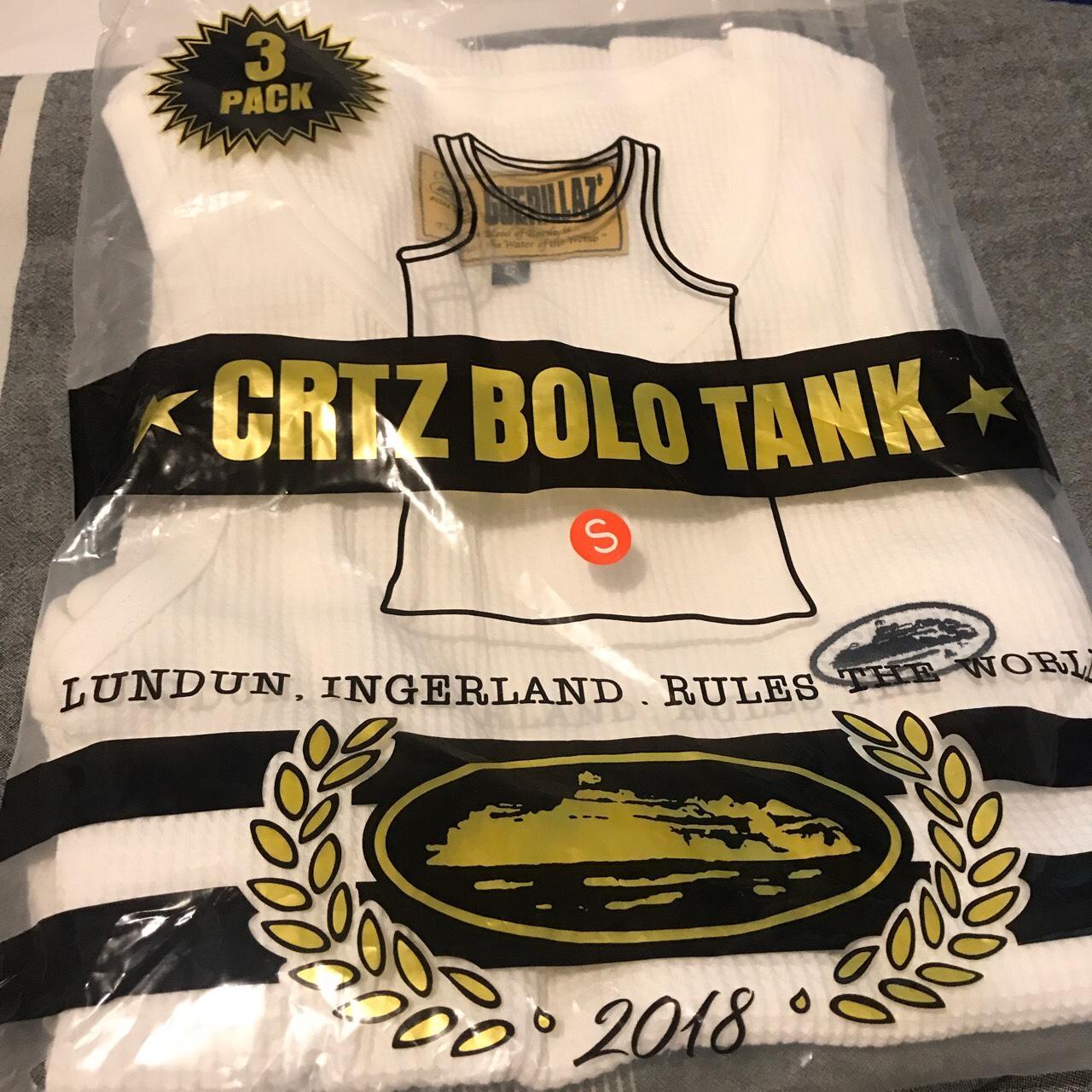 Small white corteiz bolo tank top vest (pack of 3) - Depop