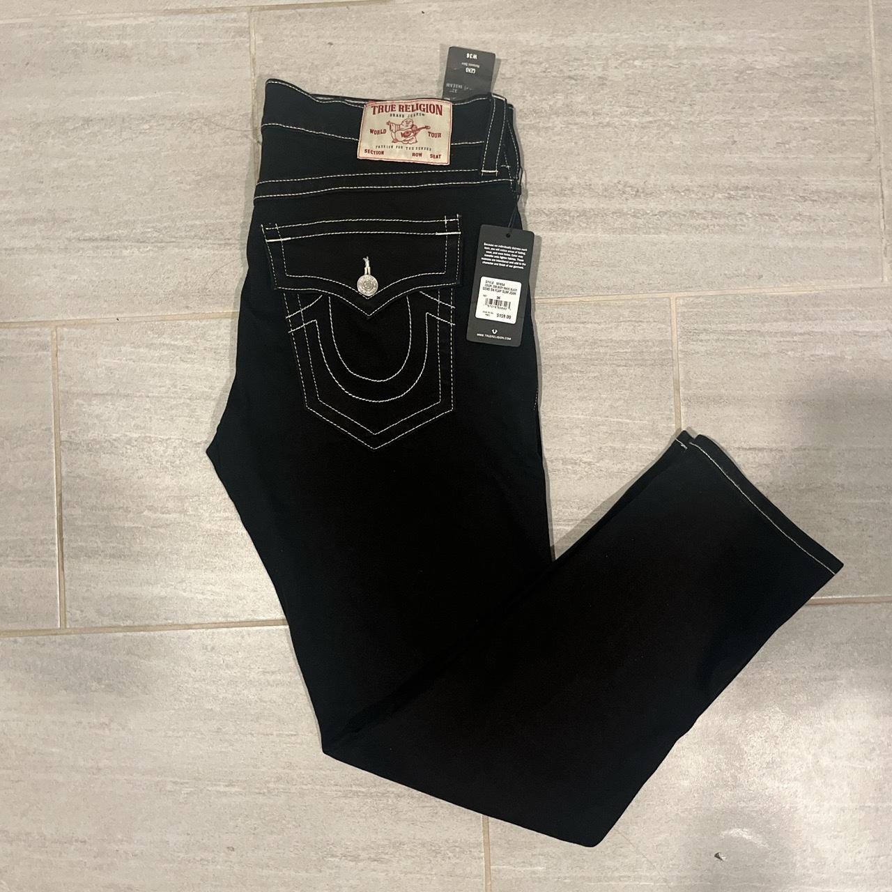 Black True Religion Geno SN Flap Slim Jeans Size 36... - Depop