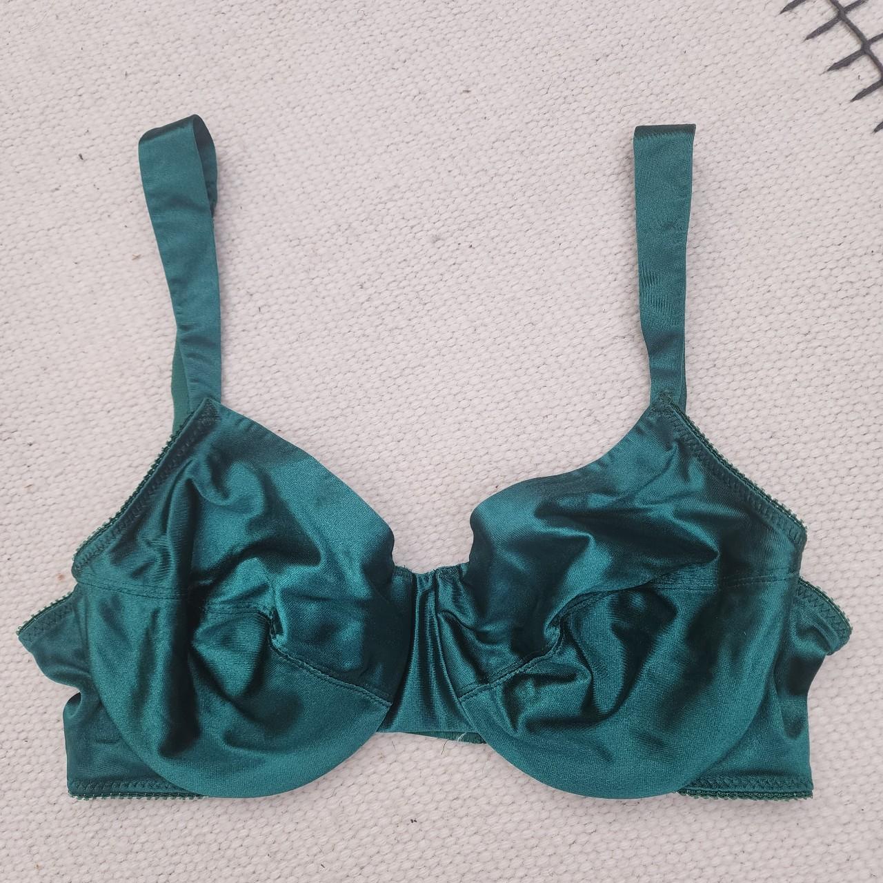 vintage 80s Lily of France satin emerald green bra... | Depop