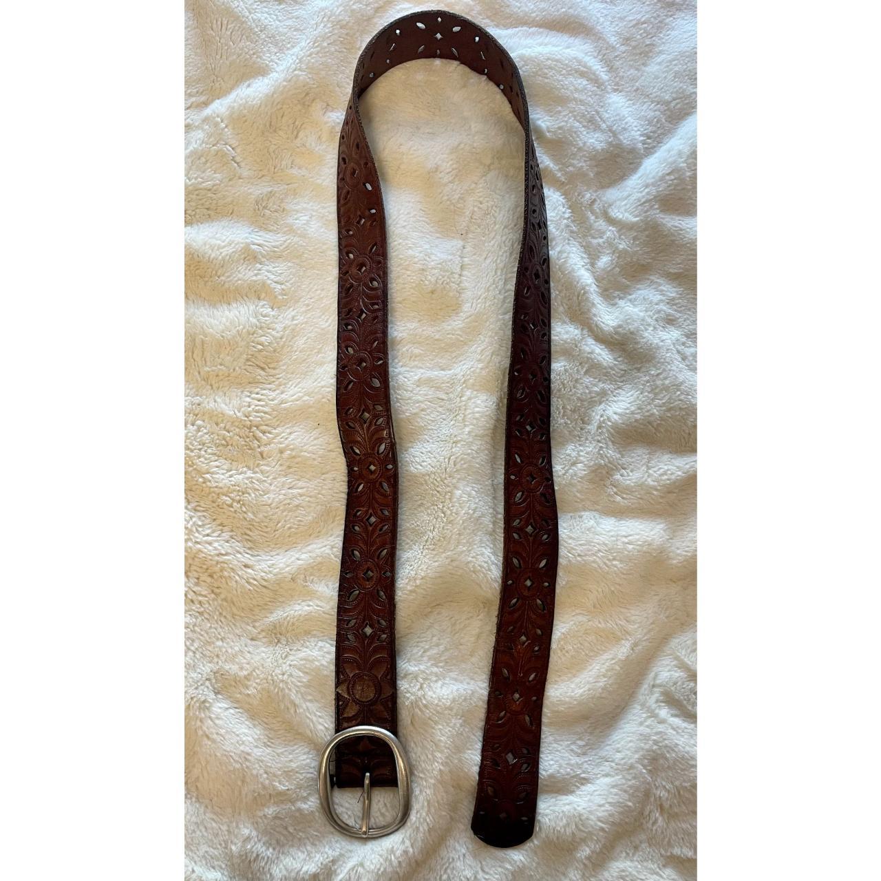 44" Textured Leather Belt Belt Length: 44" Belt... - Depop