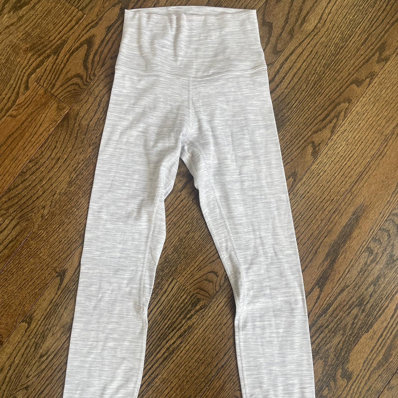 Lululemon Align White & Grey Striped 25” Leggings!... - Depop