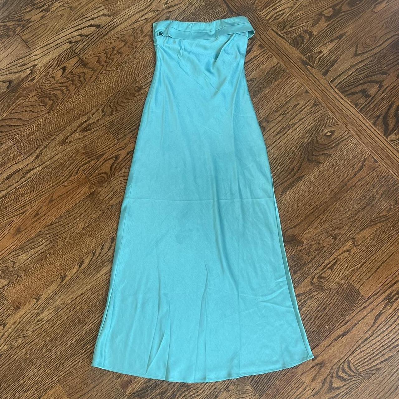 Hello Molly Turquoise Satin Maxi Dress! (Worn... - Depop