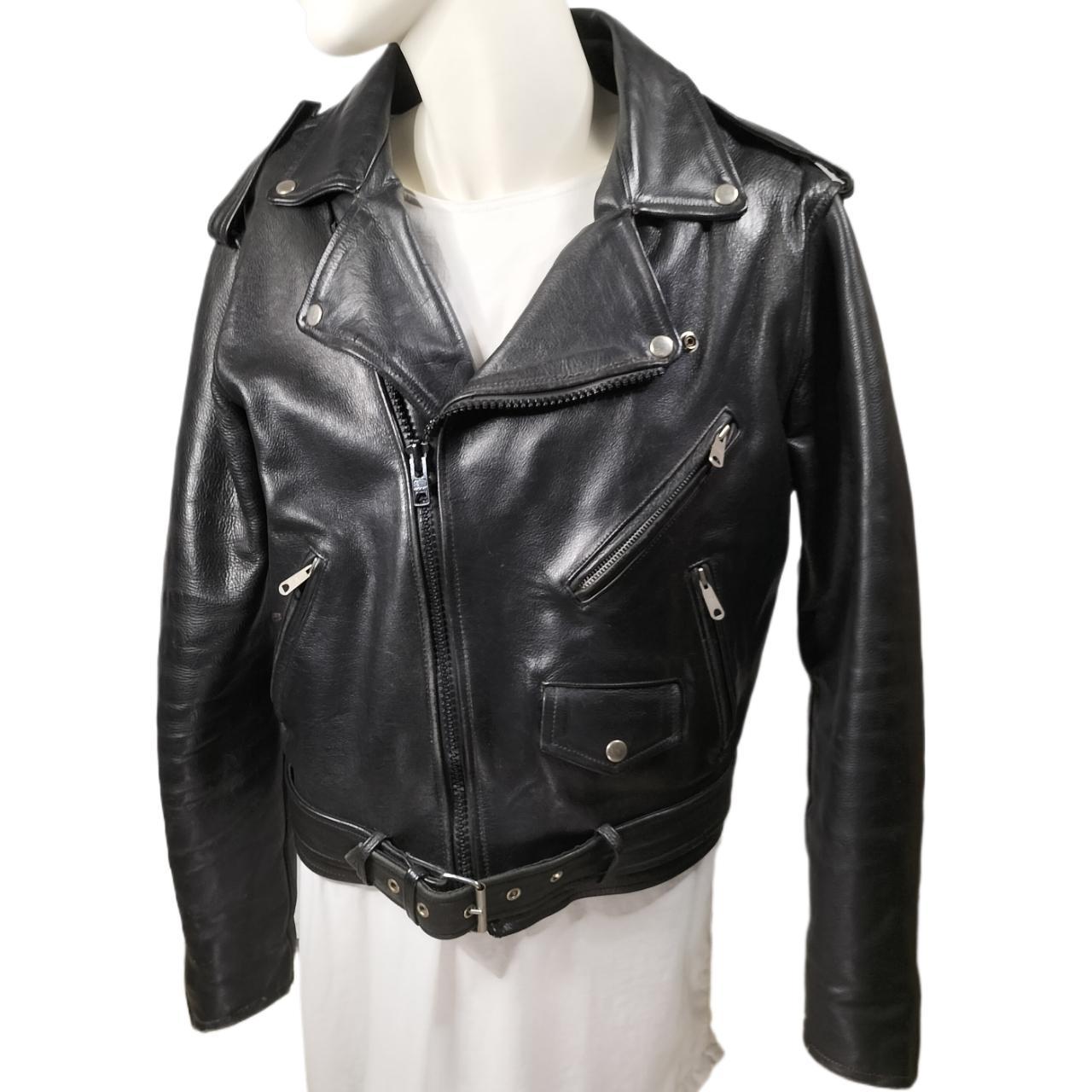Vintage 90s Black Leather Motorcycle Jacket Rivet