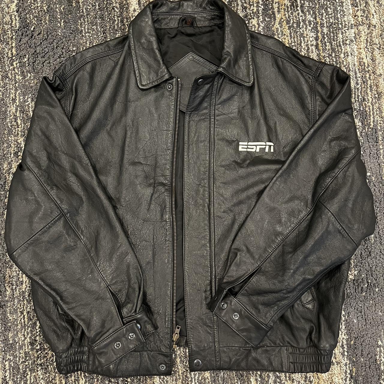 1990s vintage ESPN full leather jacket LIKE NEW, NO... | Depop