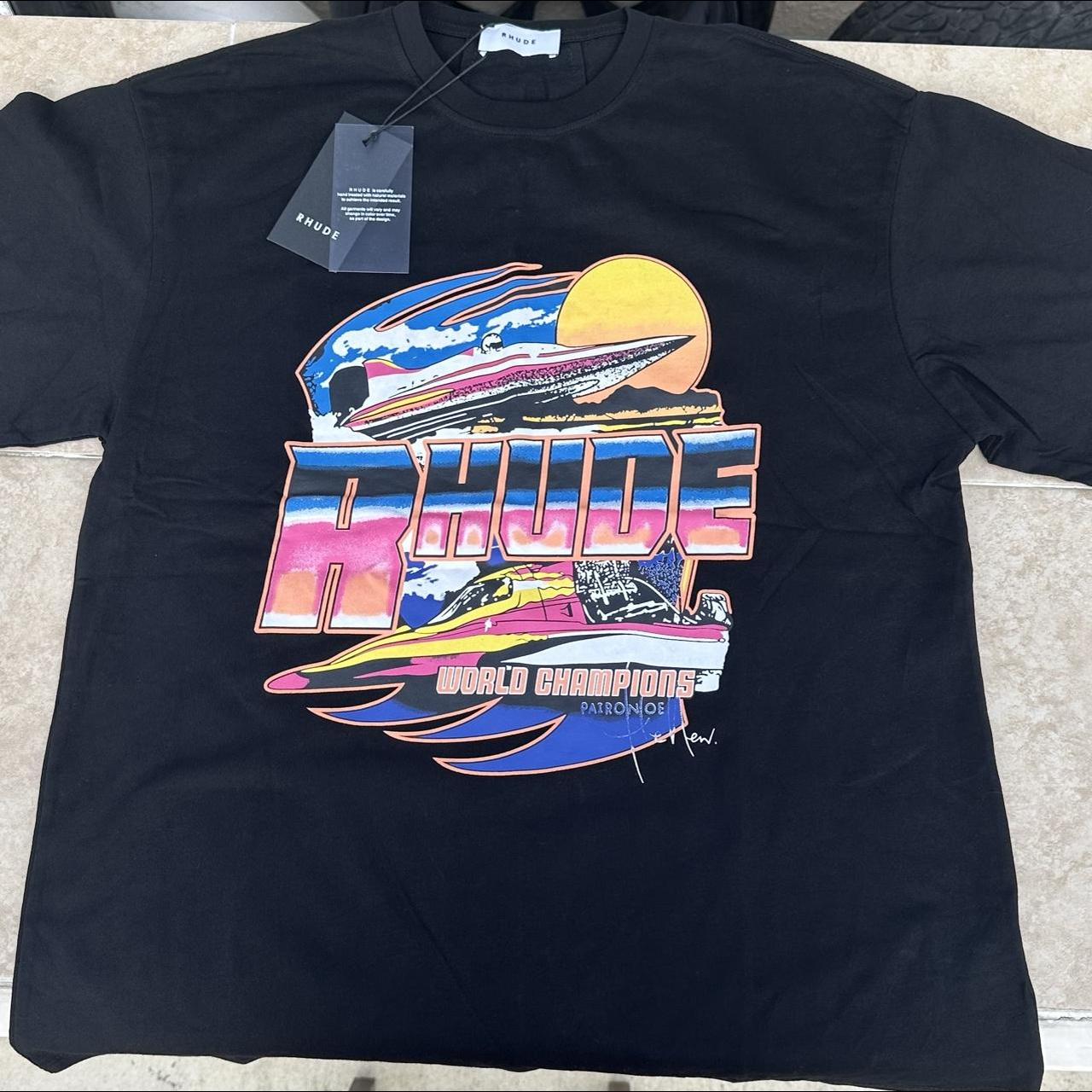 Rhude World Champions SpeedBoat Vintage Tee Size Large - Depop