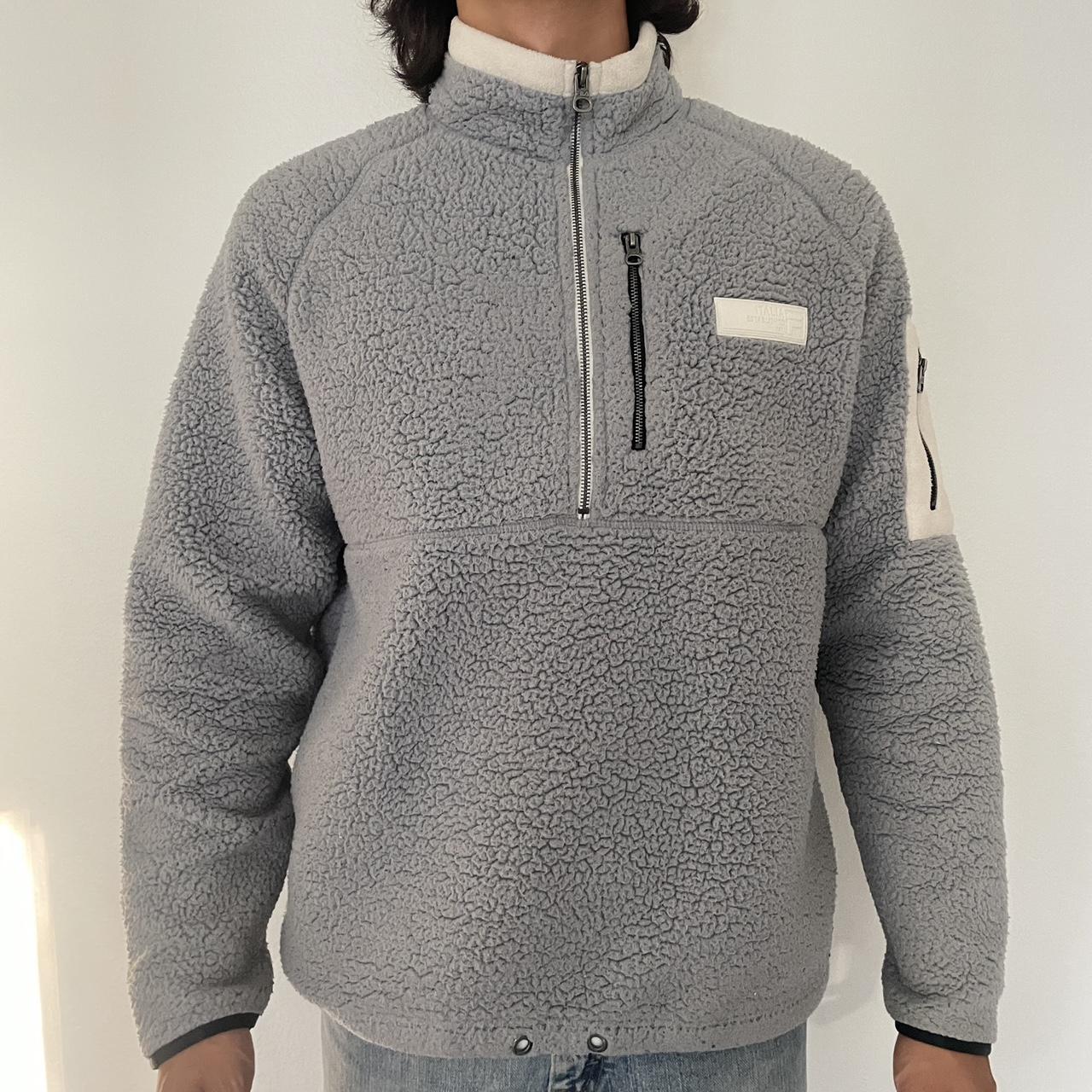 grey teddy bear fila half-zip size: medium (model... - Depop