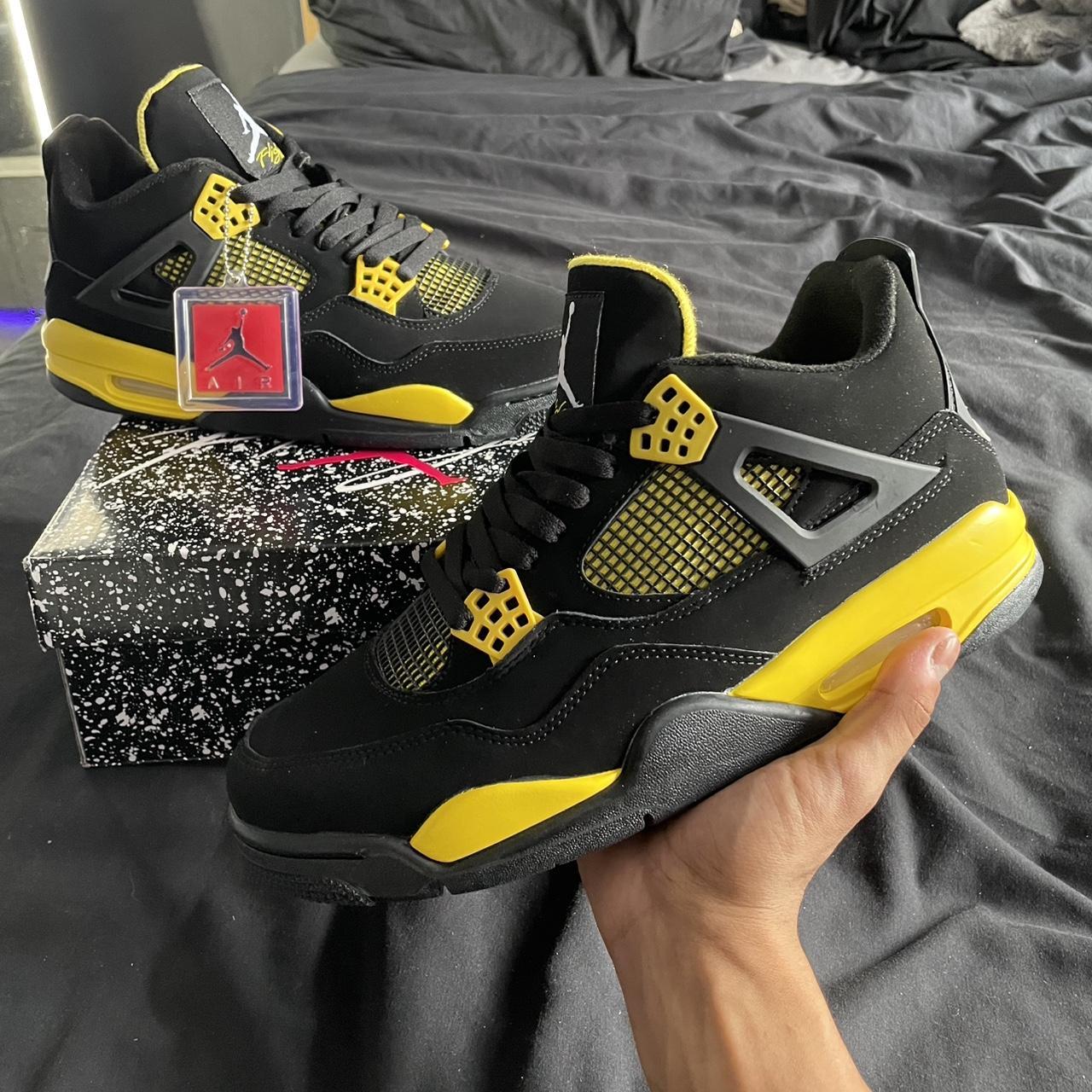 Air Jordan 4s - Yellow Thunder Colourway Size 10... | Depop