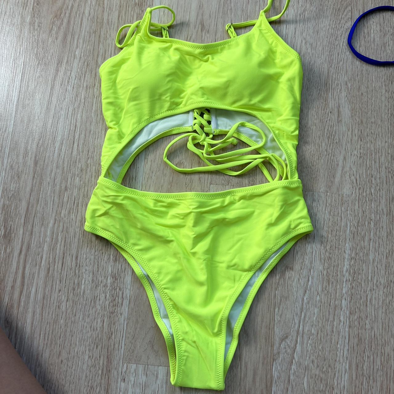 Neon Amazon one piece bikini perfect for... - Depop