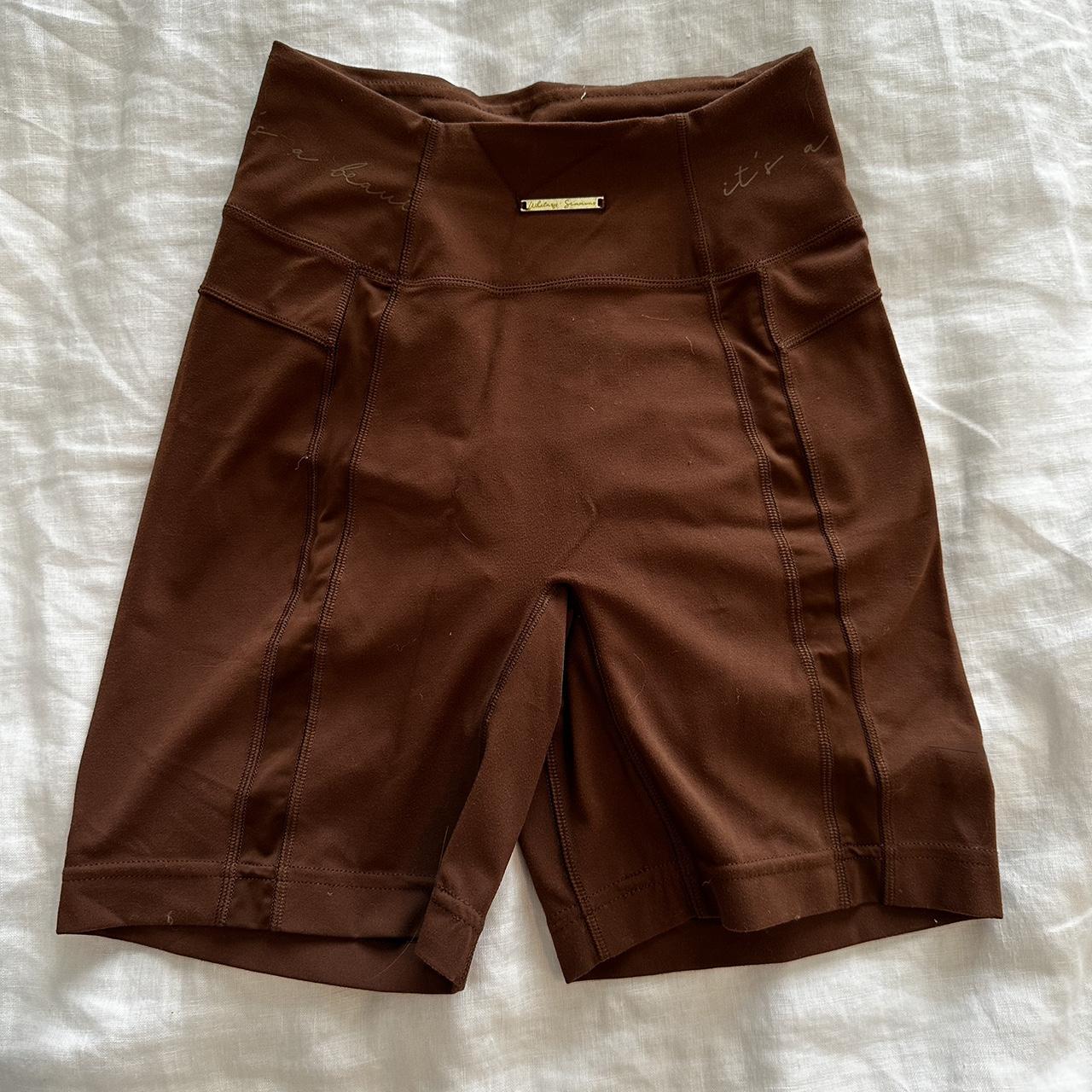 Gymshark brown workout shorts Size XS #gymshark... - Depop