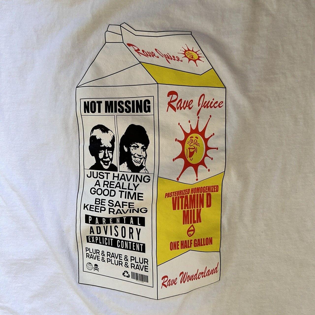 Wonderland Rave Tee Humor Milk Carton Juice EDM... | Depop