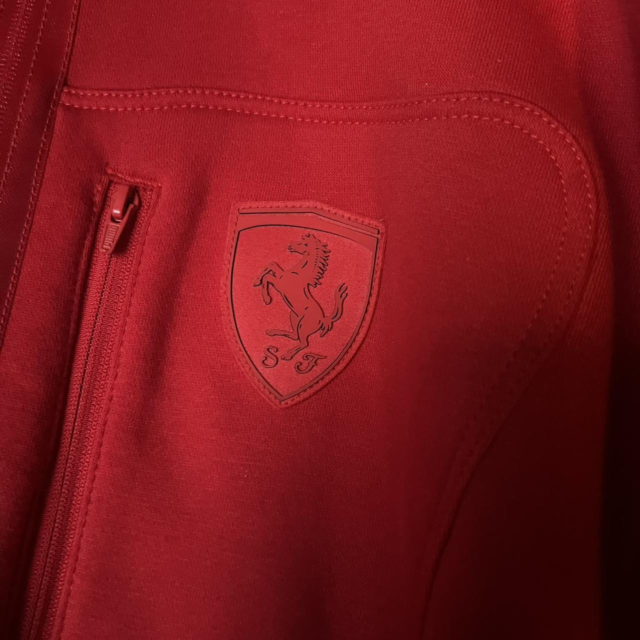 Red Ferrari jacket with embroidered logo, featuring... - Depop