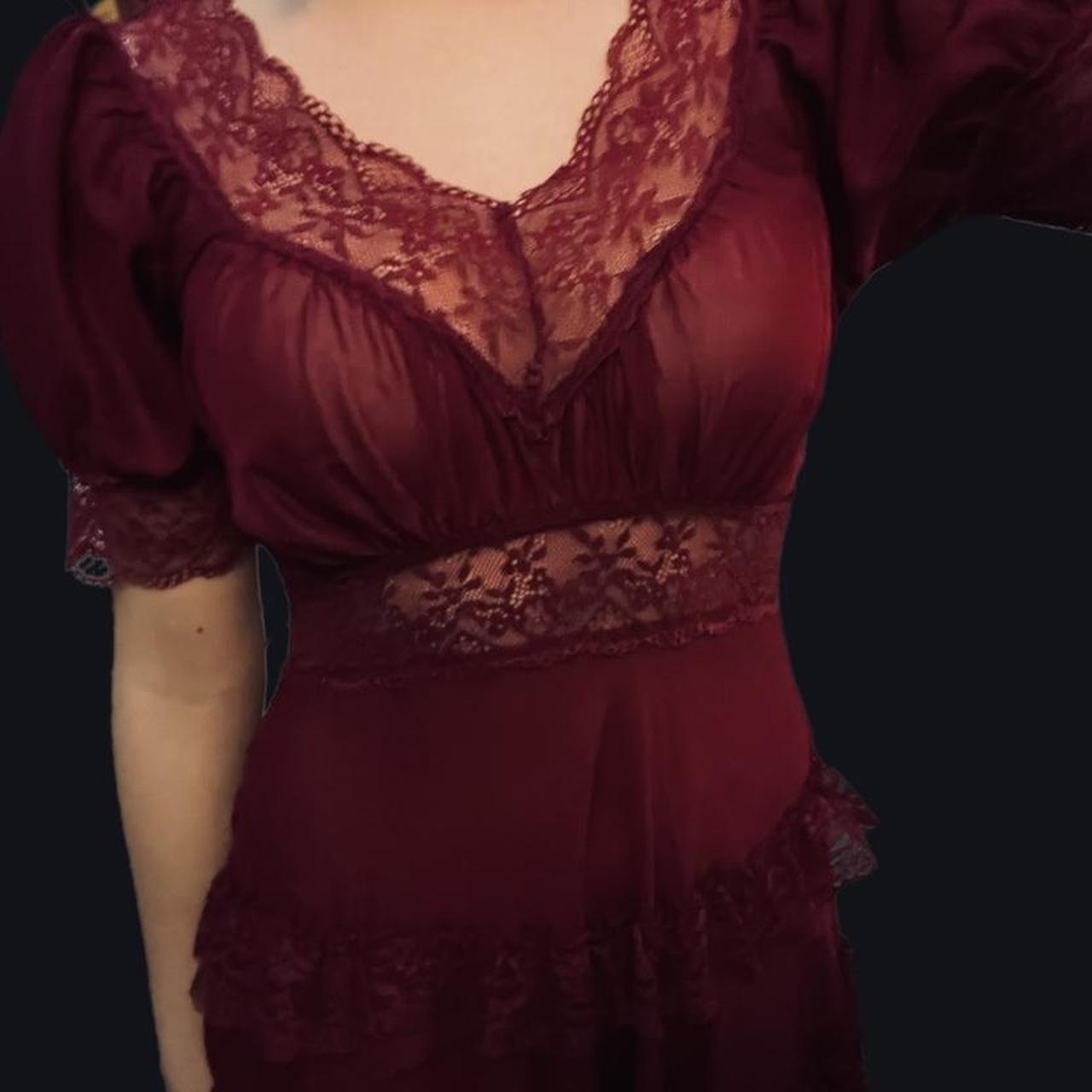 Sheer burgundy dress. Very long dress. #whimsy... | Depop