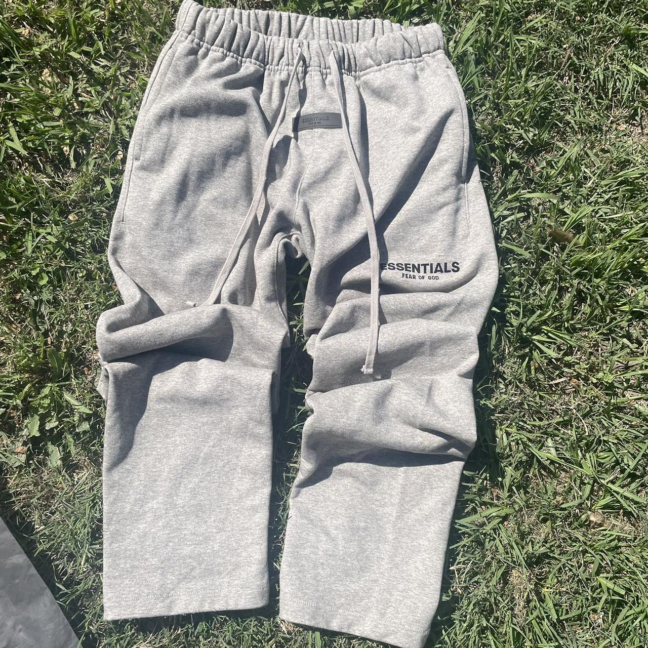 GREY ESSENTIAL PANTS WORN ONCE #essentials... - Depop