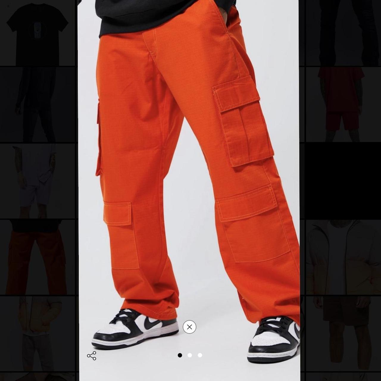 Oversized orange cargos No flaws Great for festivals - Depop