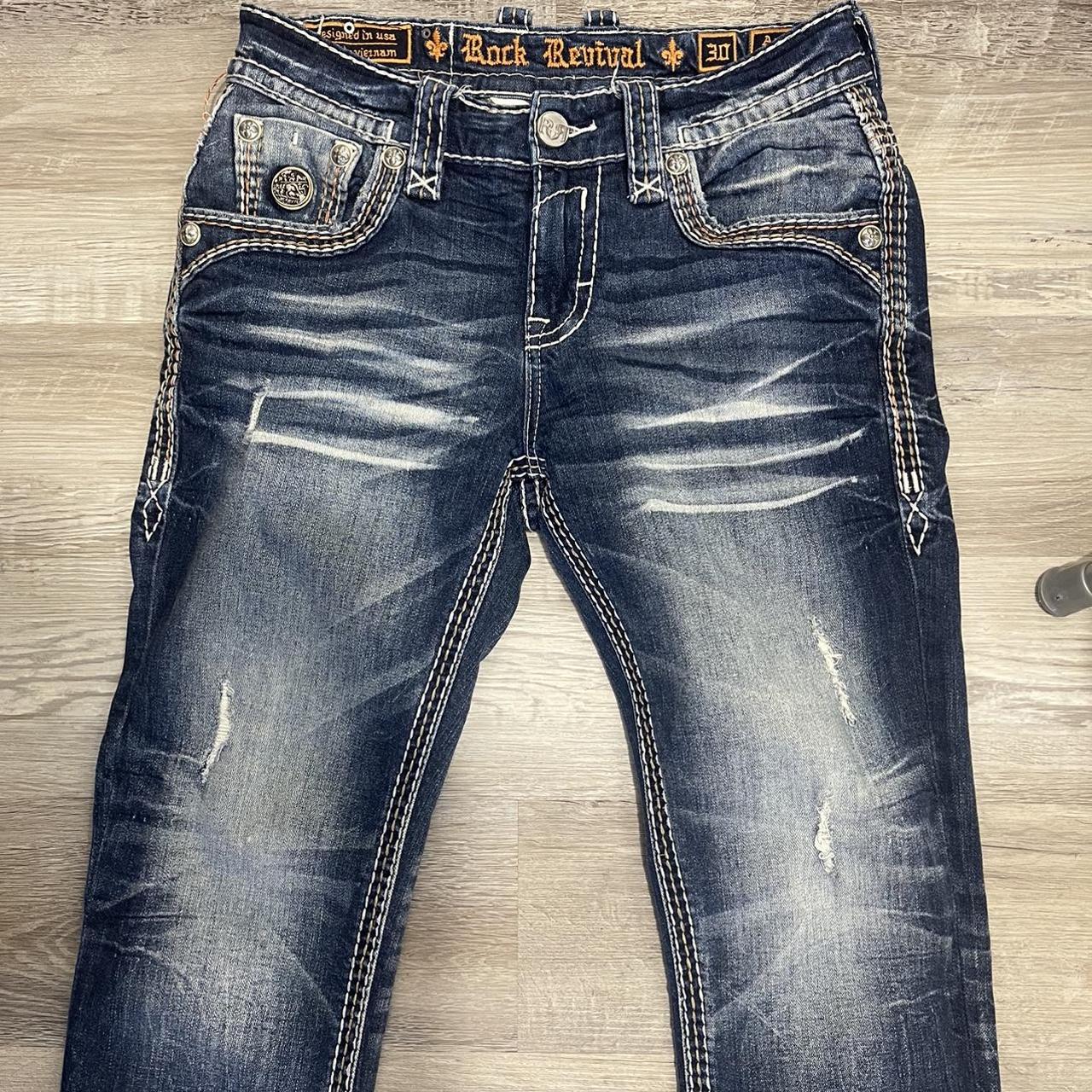 men rock revival straight jeans 30 - Depop