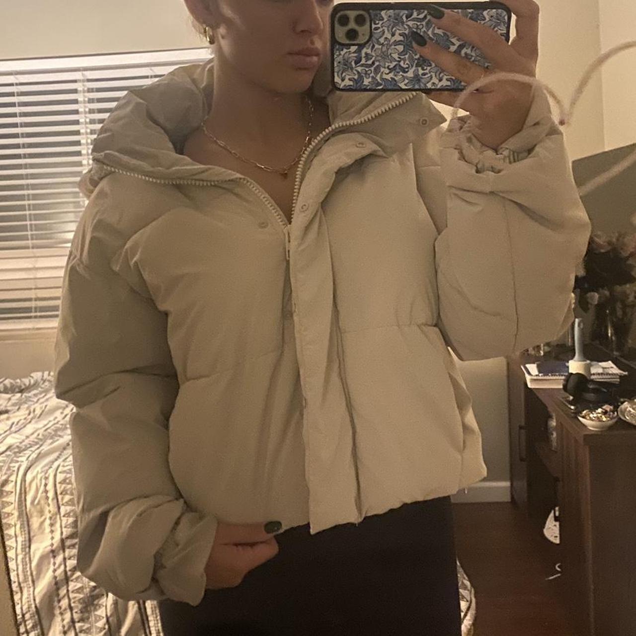 Puffer jacket from pacsun color cream Size is medium... - Depop