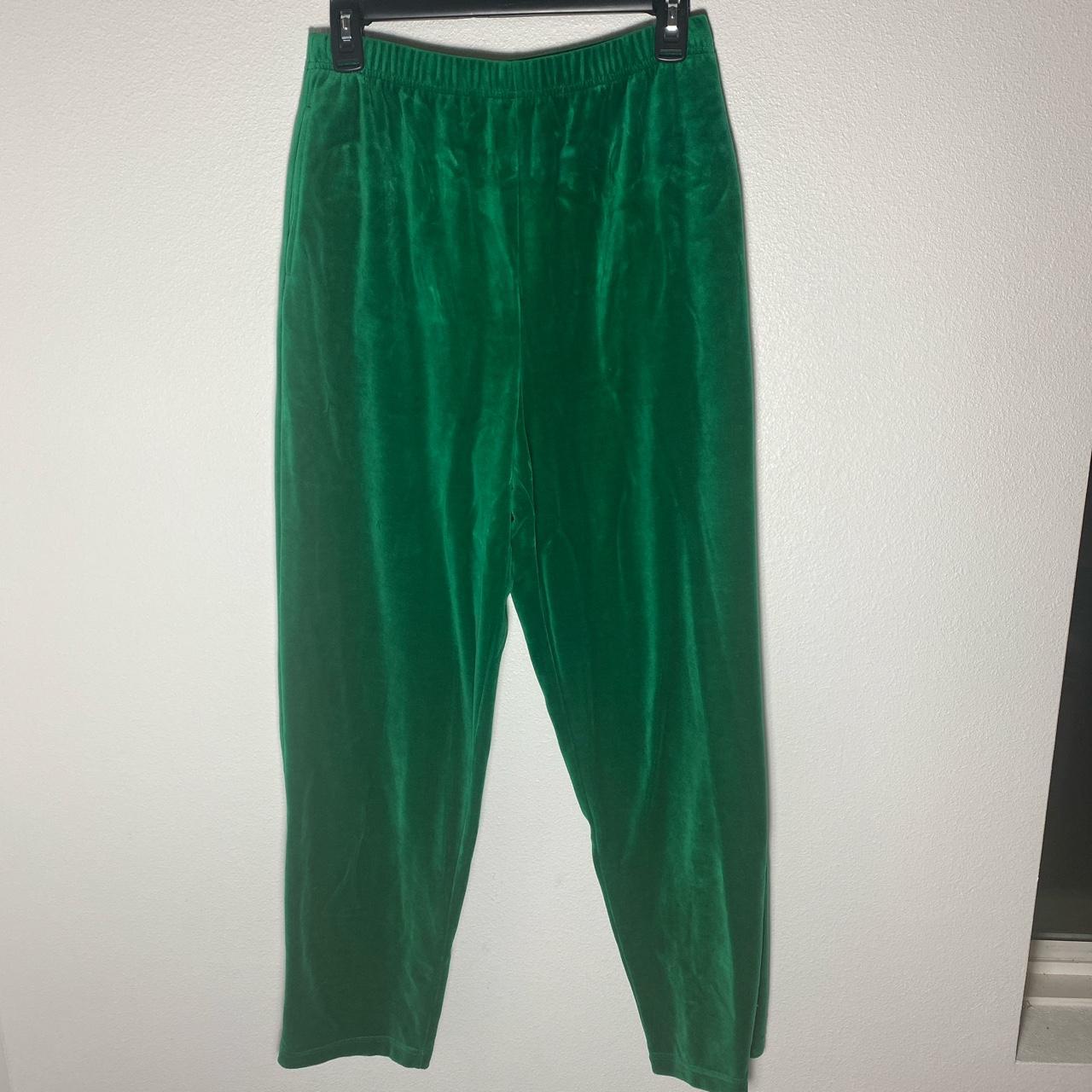 Chaus Sport Vintage velour green high rise pants... - Depop