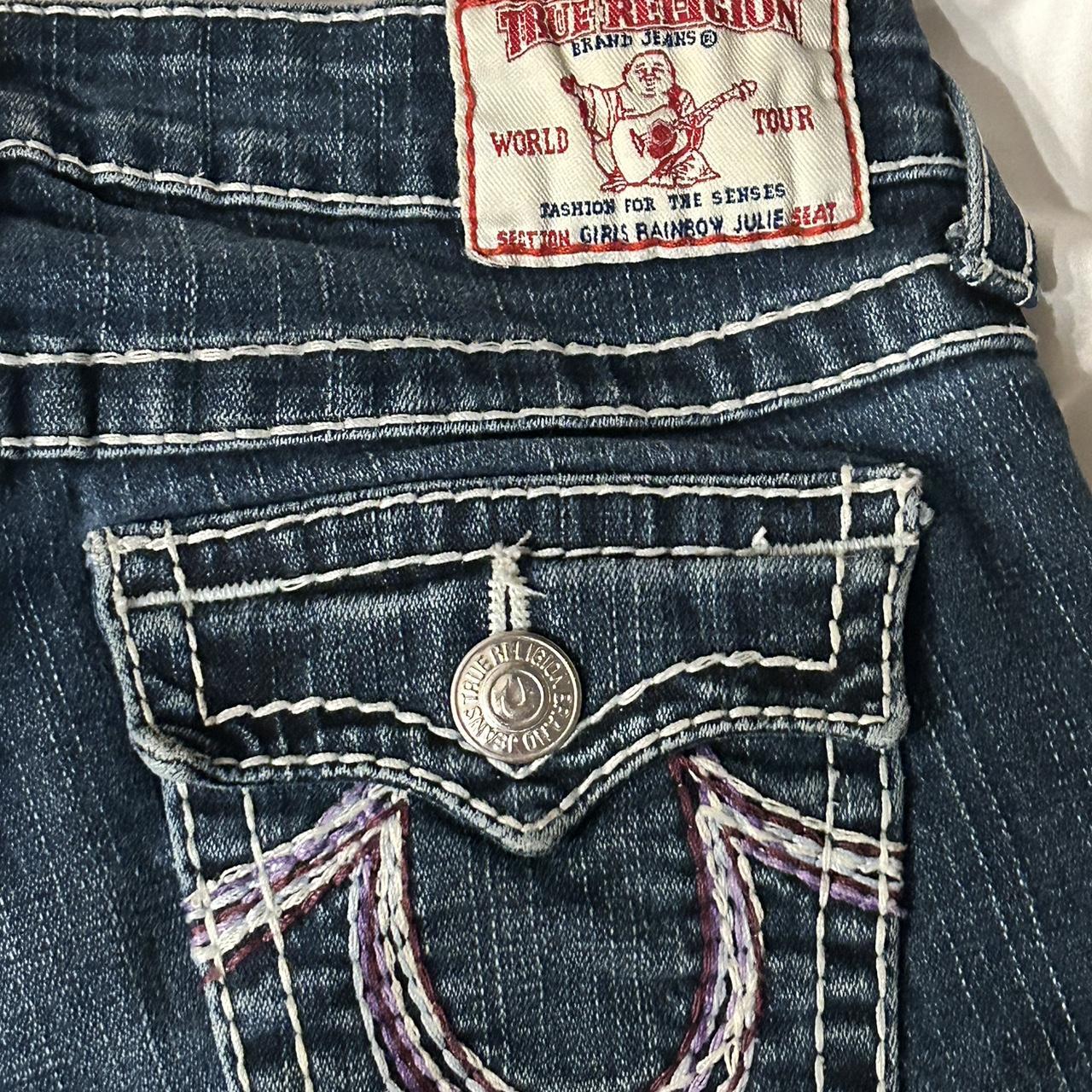 low rise true religions 14 in girls 38 length not... - Depop