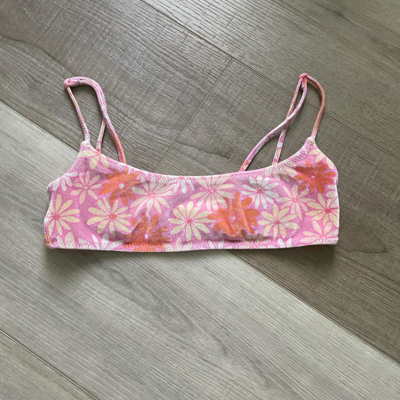 *Repop* Triangl Mica Pink Orange and Yellow Flowers... - Depop