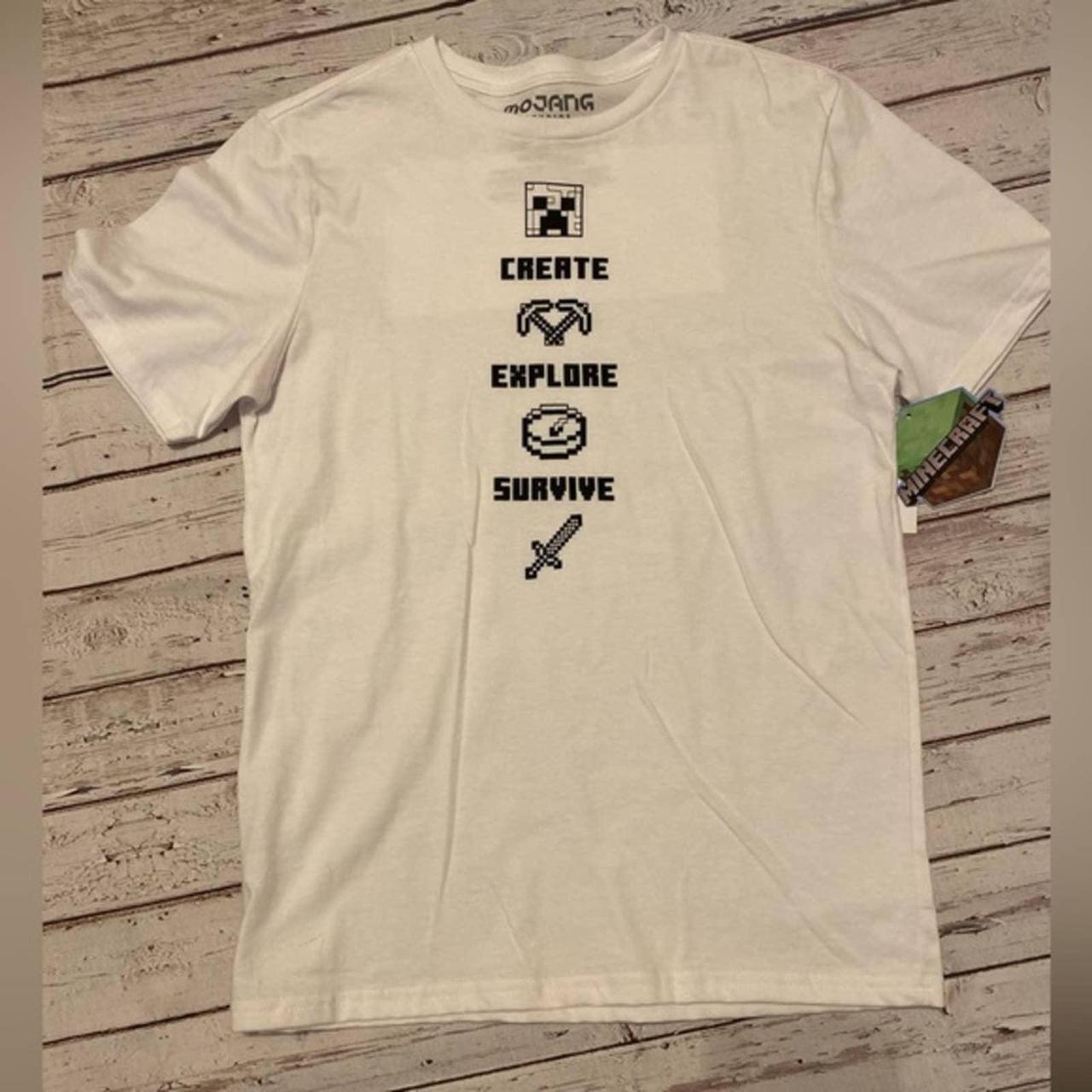 Minecraft Shirt Size 2X Boys 18 Mojang Studio White... - Depop