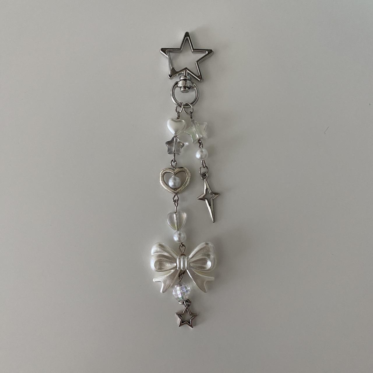 star keychain w silver & white bow 🩶 #keychain... - Depop