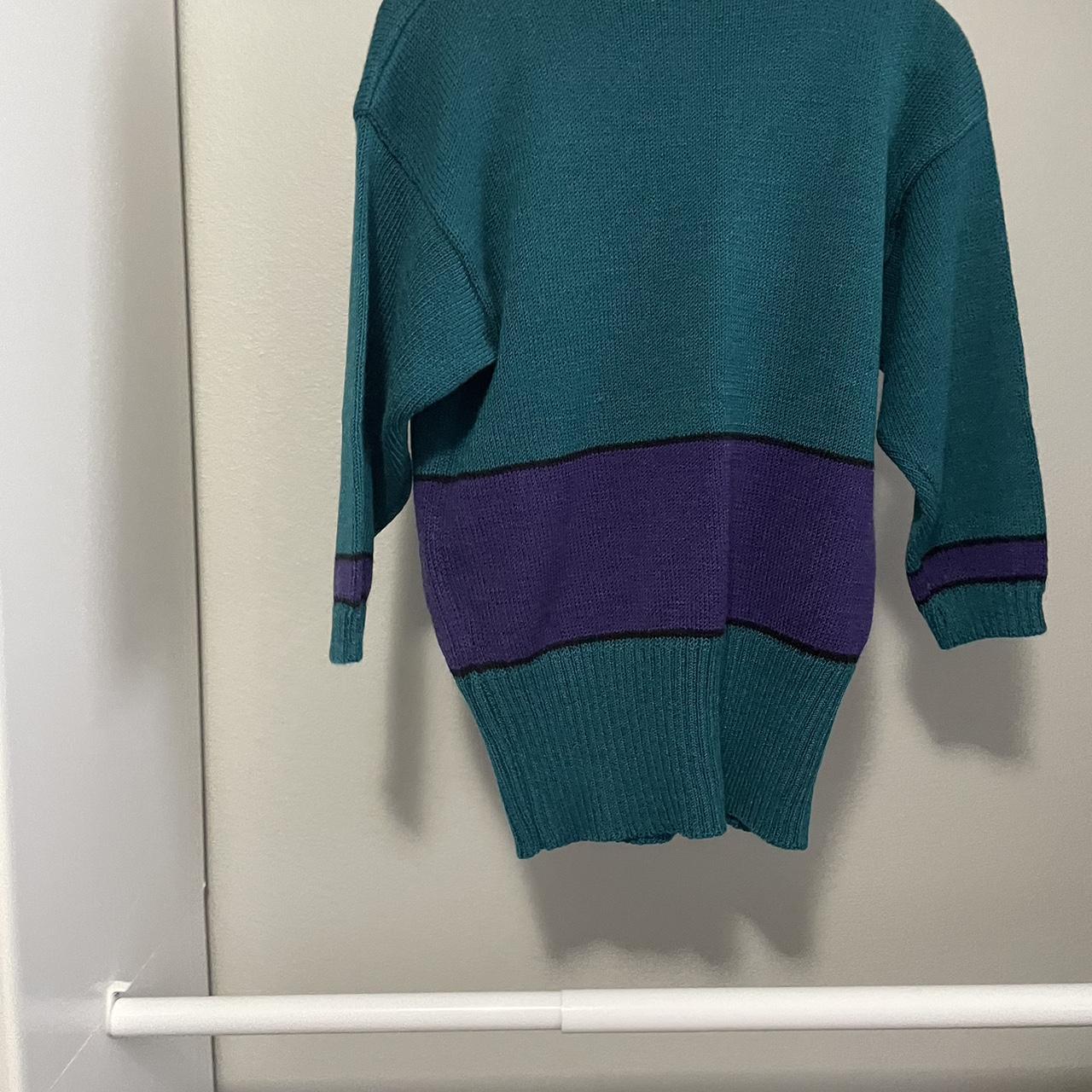 Blue knitted sweater with red crewneck bundle Good... - Depop