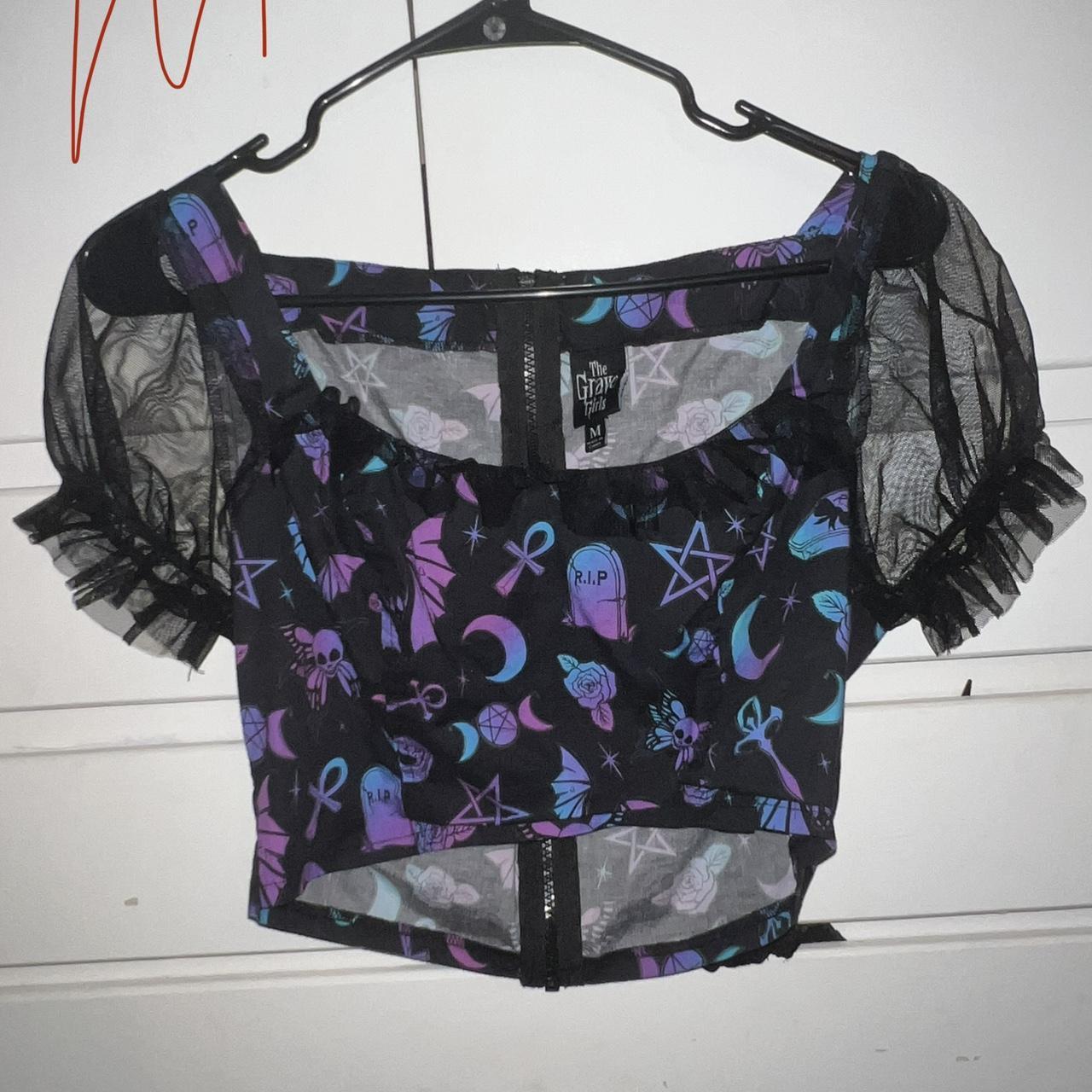 dolls kill grave girls top with puff sleeves - Depop