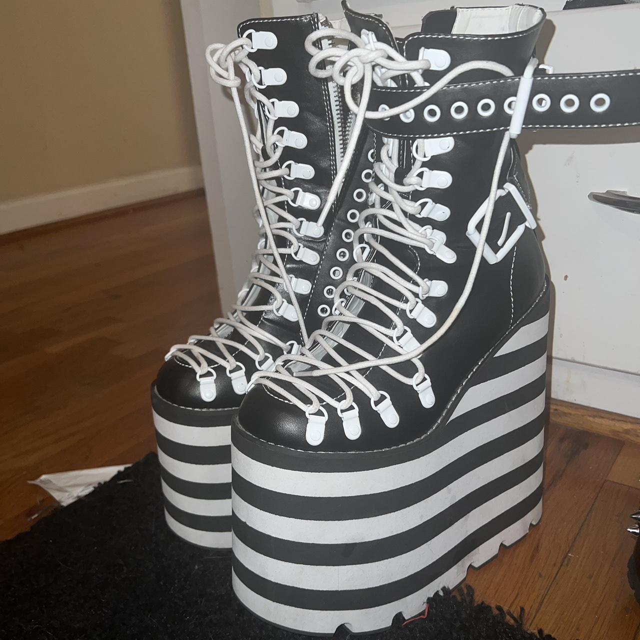 dollskill striped traitor boots stacked 6-7 in... - Depop