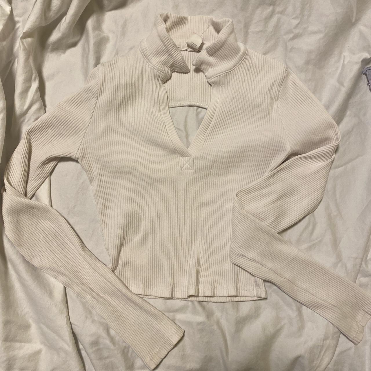 White cropped and collared low cut full tilt/Tilly’s... - Depop