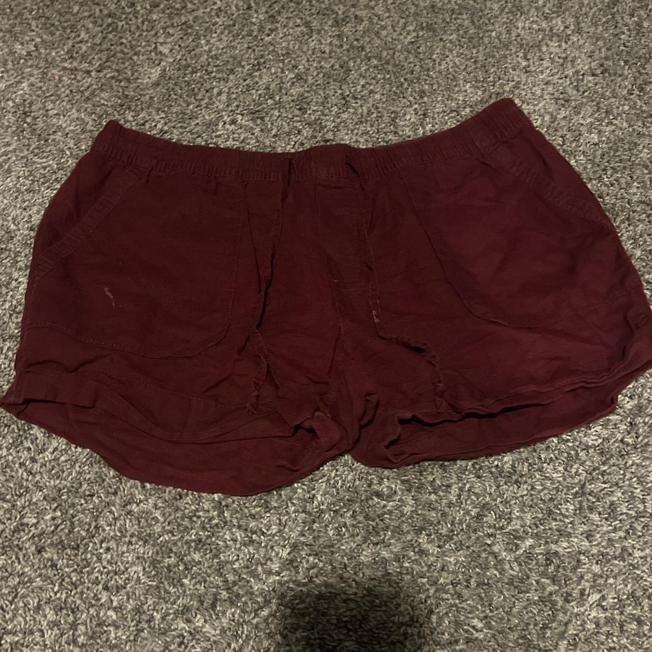 Joe Fresh. Maroon shorts. Linen and cotton L - Depop