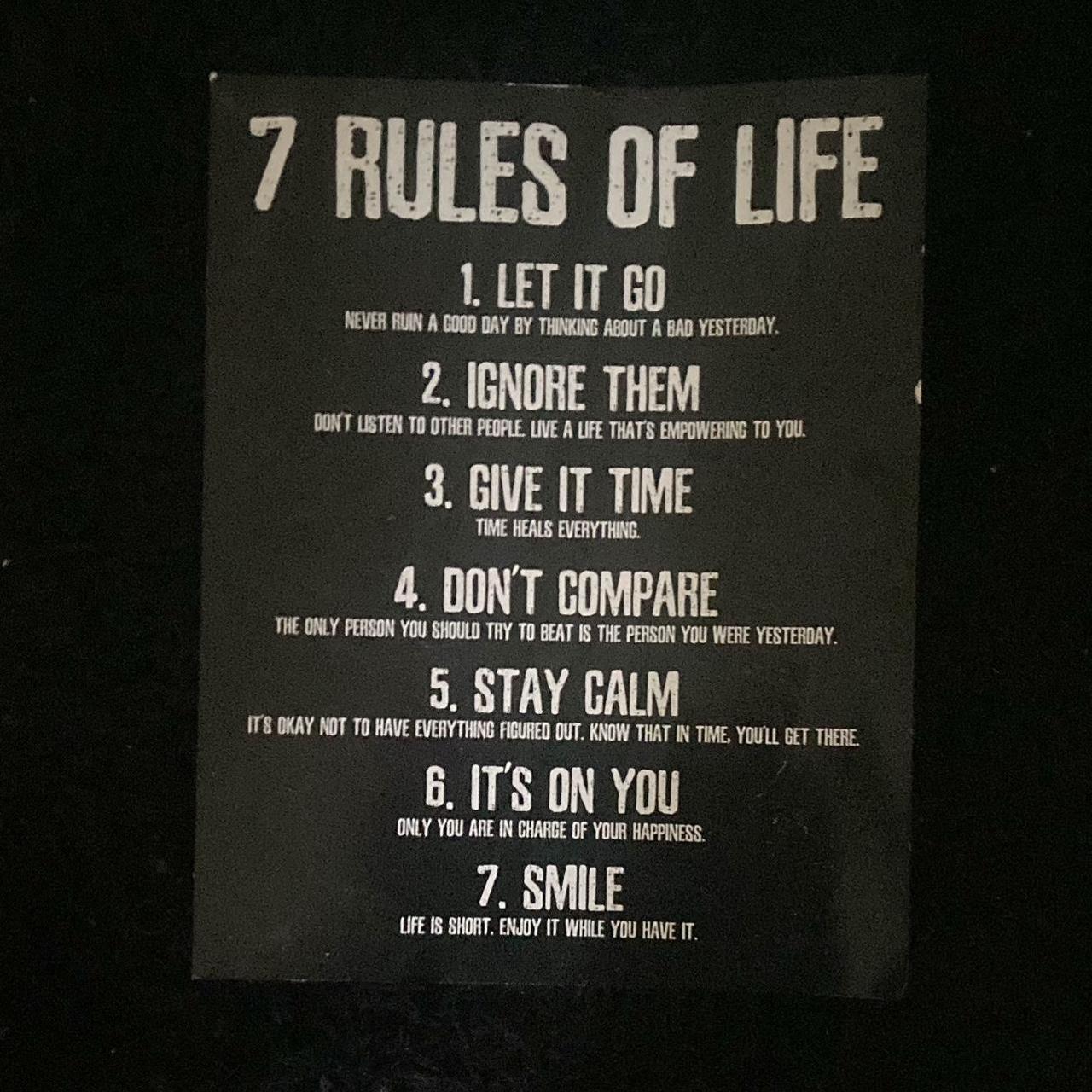 7 rules of life poster Been holding on this for... - Depop