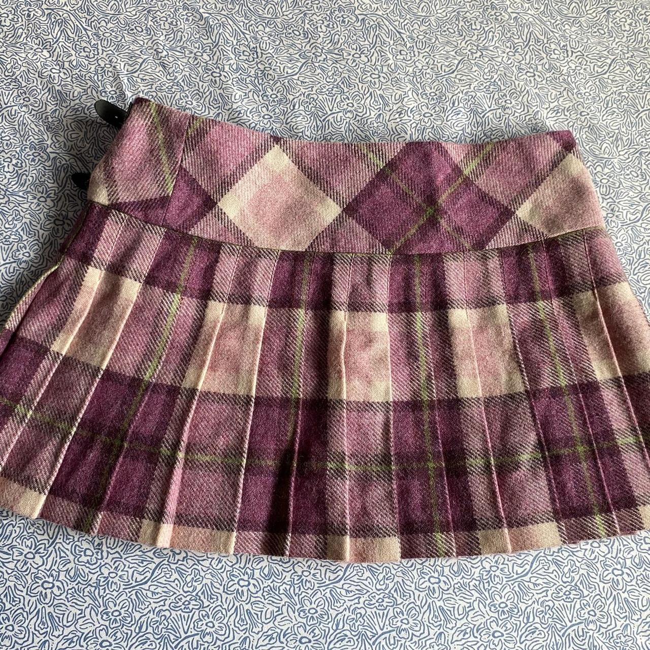 Purple Plaid Mini Skirt Size 16 Made With Wool Depop