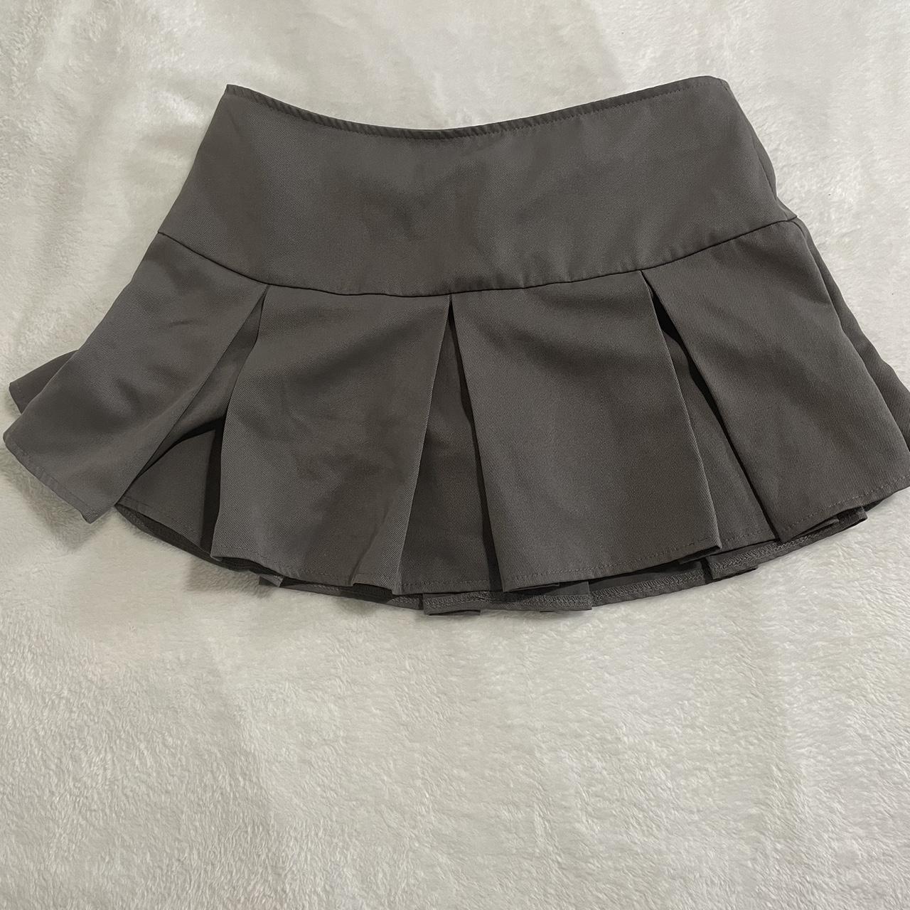 Office Siren Dark Grey Mini Skirt w/ Built-in Shorts - Depop