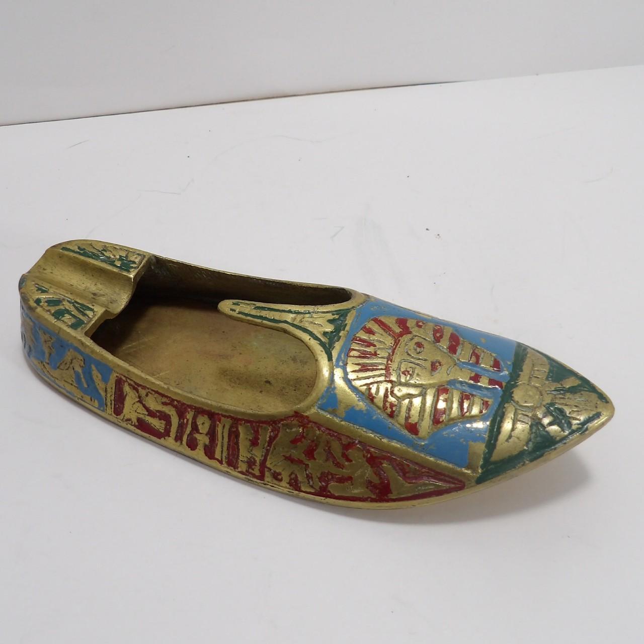 Vintage brass Shoe hand painted Aladdin Slipper... - Depop