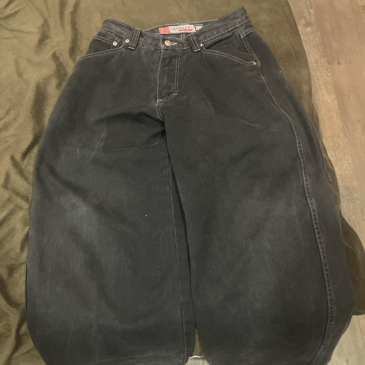 black denim jeans #jnco #cyber y2k #skater #baggy #emo - Depop