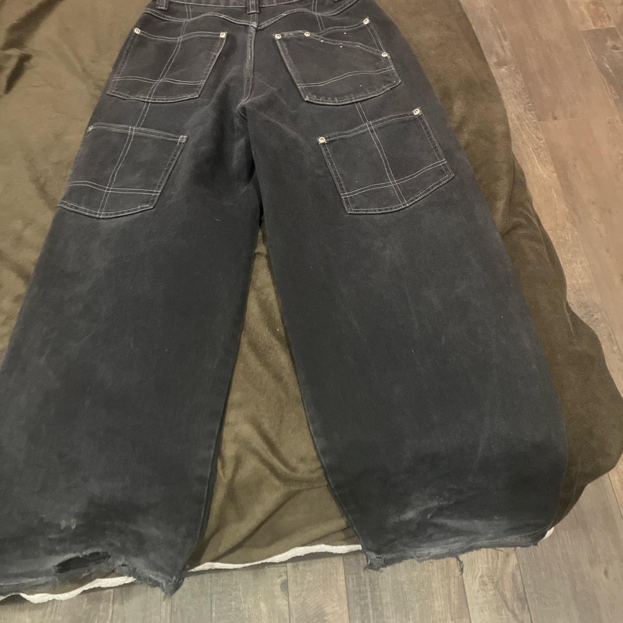 black denim jeans #jnco #cyber y2k #skater #baggy #emo - Depop