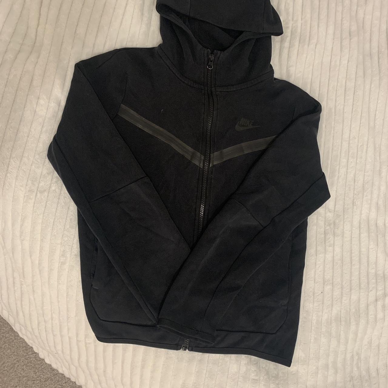 black nike tech fleece jacket. kids size large - Depop