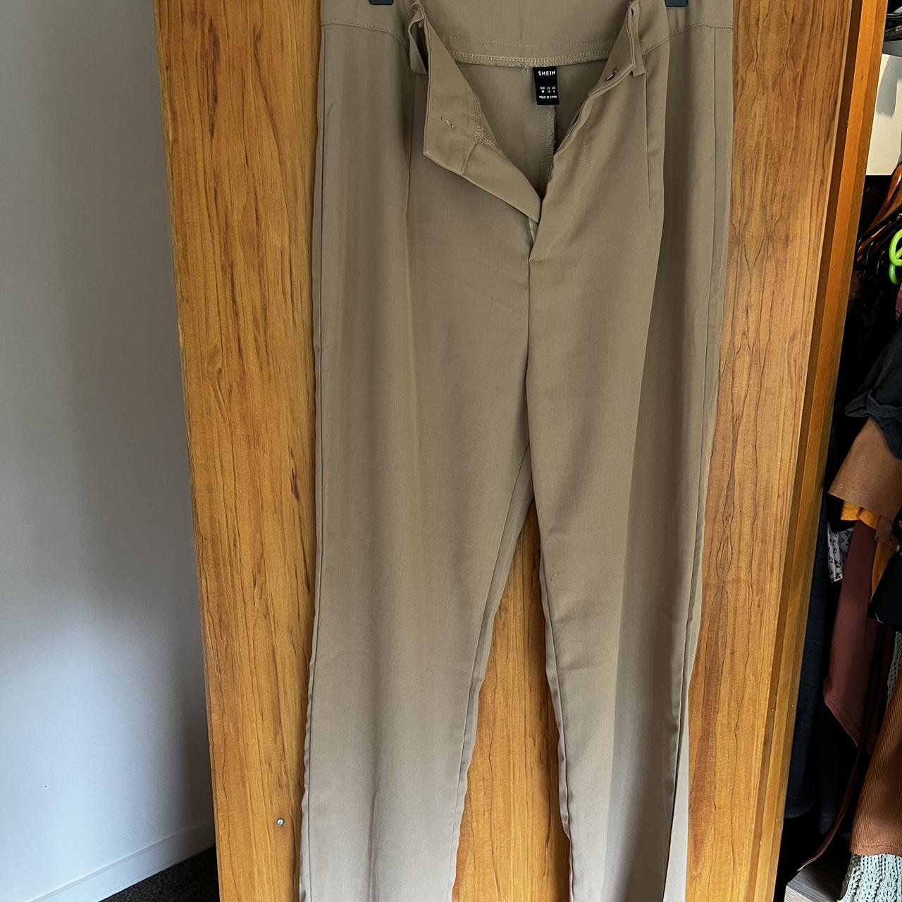 Tan chic slack pants, too big for me #SHEIN... - Depop