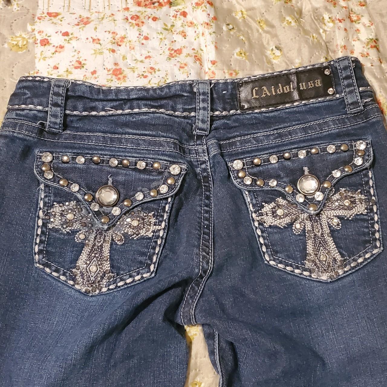 Rare Vintage Y2K Cross Pocket Jeans Brand: LA Idol... - Depop