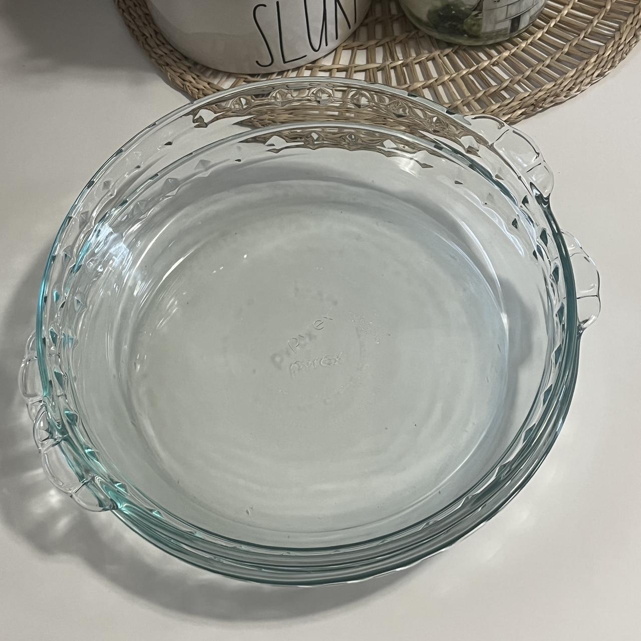 Pyrex 9.5” Pie Plates (2) Scalloped Edge Blue... - Depop