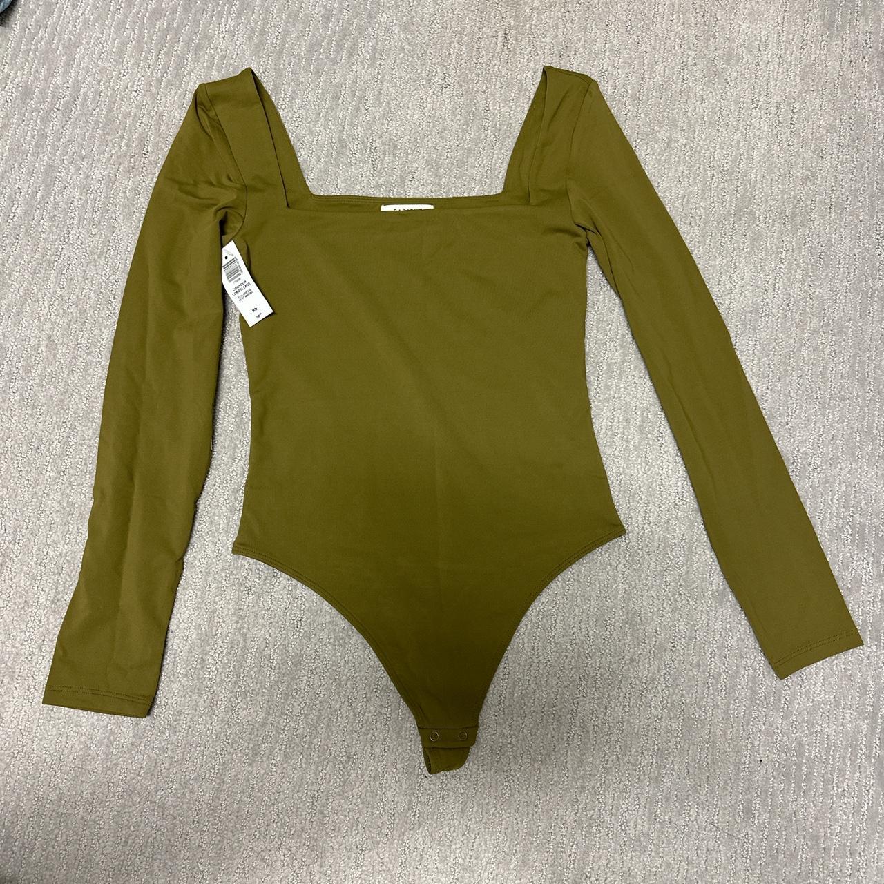 Aritzia green long sleeve square neck body suit... - Depop