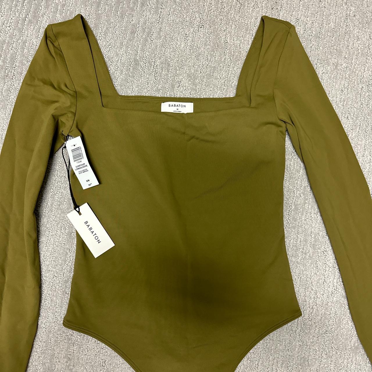 Aritzia green long sleeve square neck body suit... - Depop