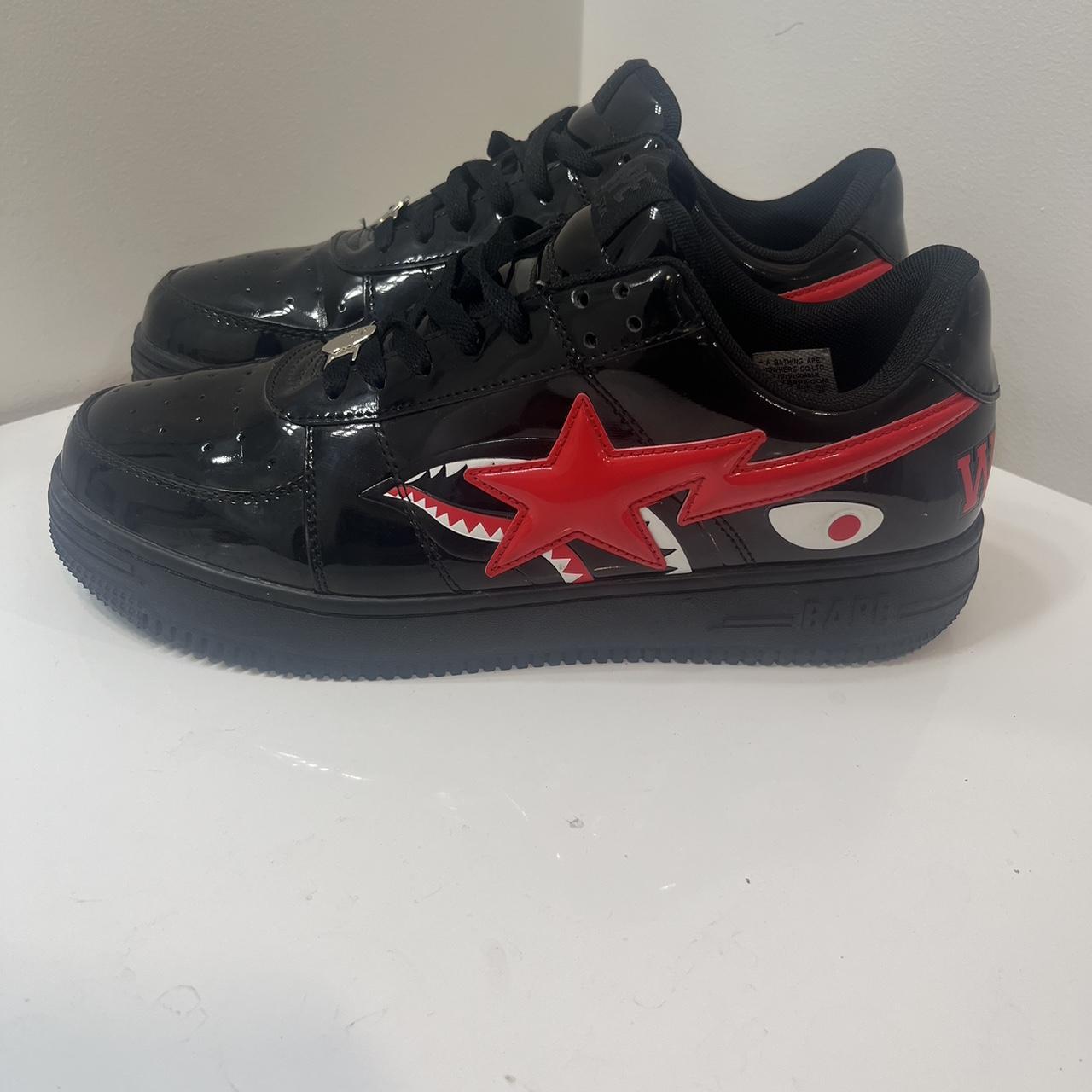 Black and Red Bapestas Condition 8.5/10 Size 11 Send... - Depop