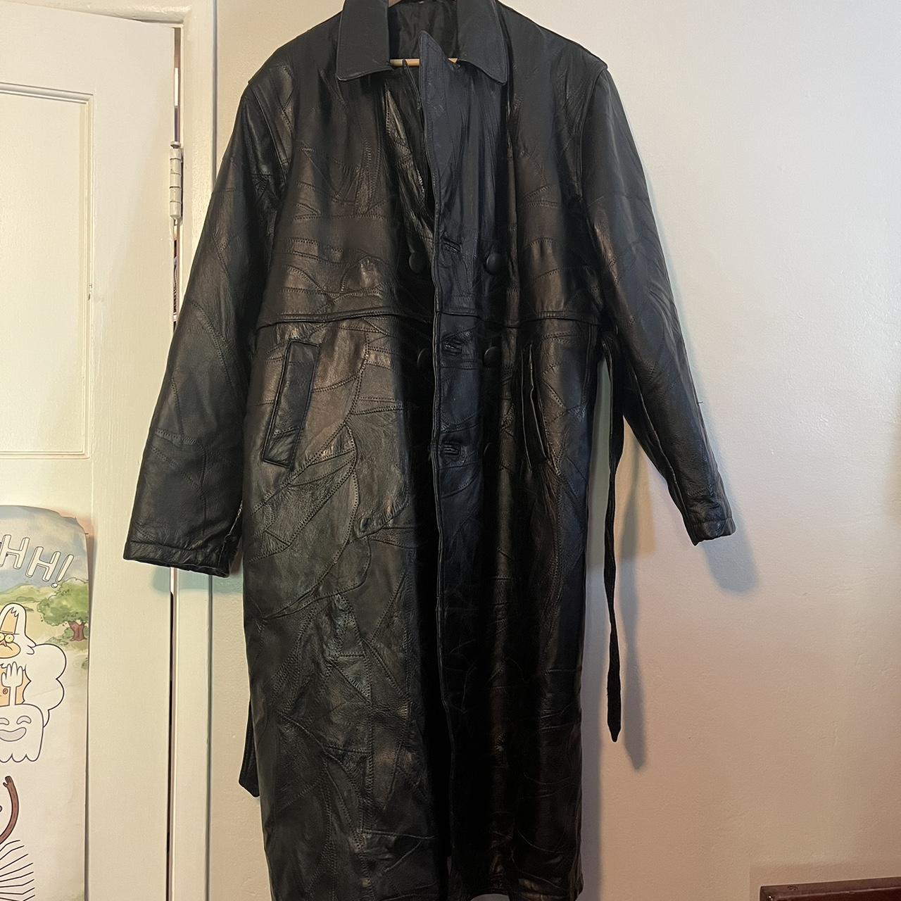 Big ahhh patchwork leather trench coat The... - Depop
