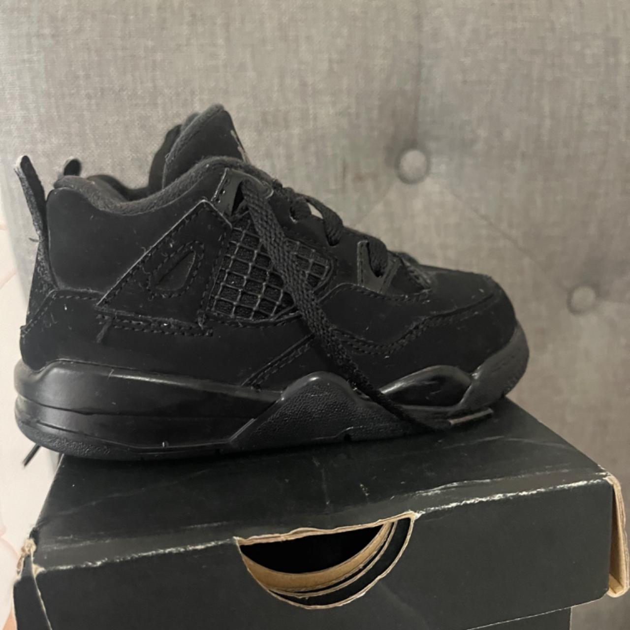 Kids black cat 4s size 8c (Insole’s of shoes have... - Depop