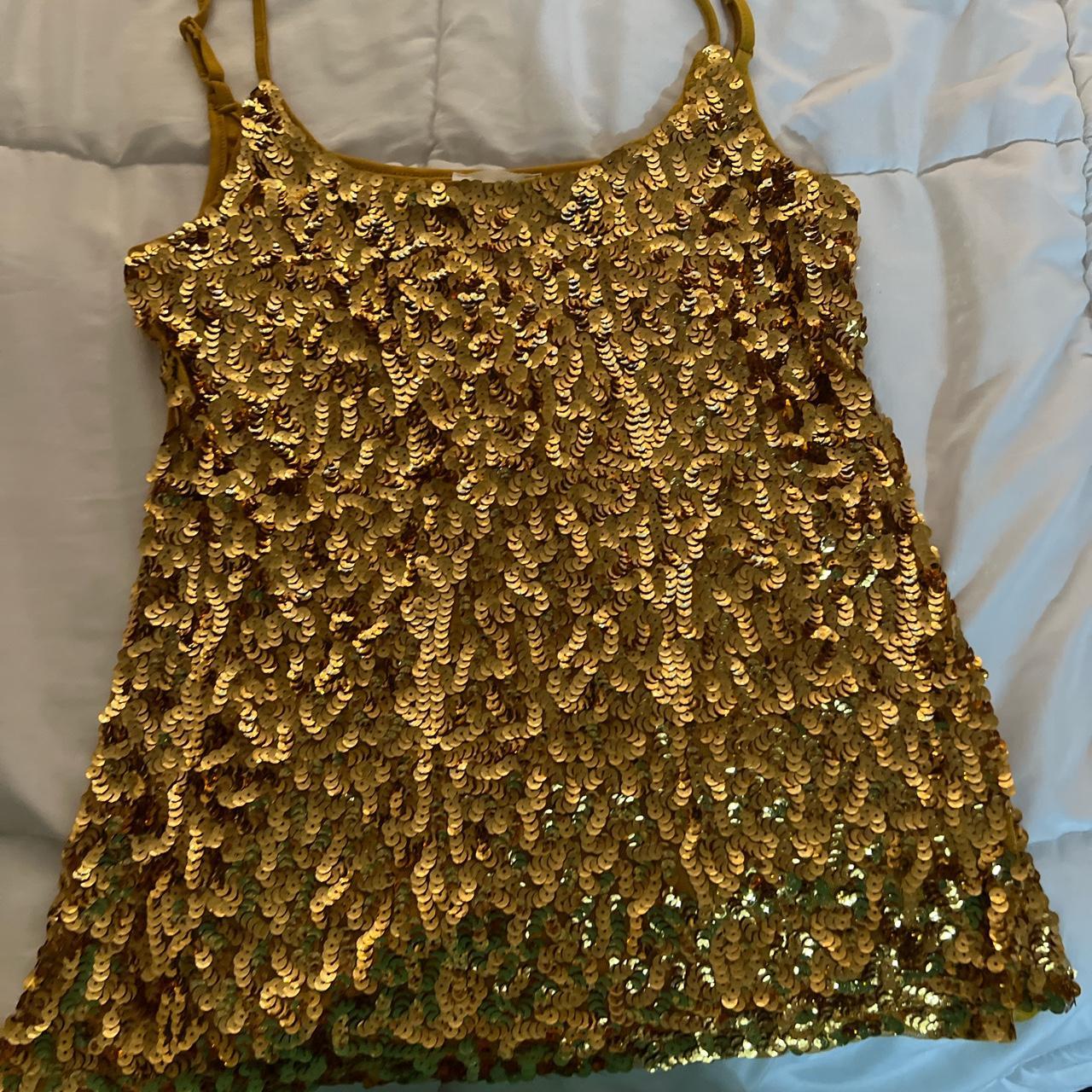Love j glitter gold tank top - Depop