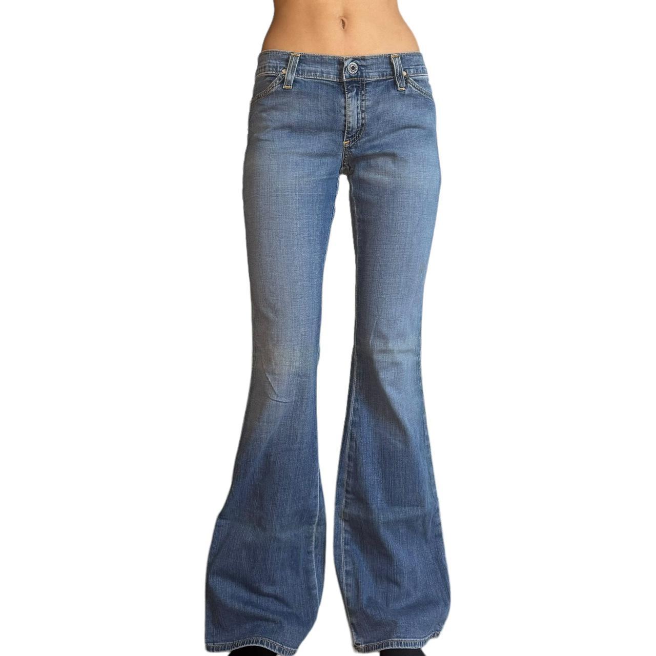 VINTAGE Y2K LOW RISE FLARE JEANS 2000s low rise... - Depop