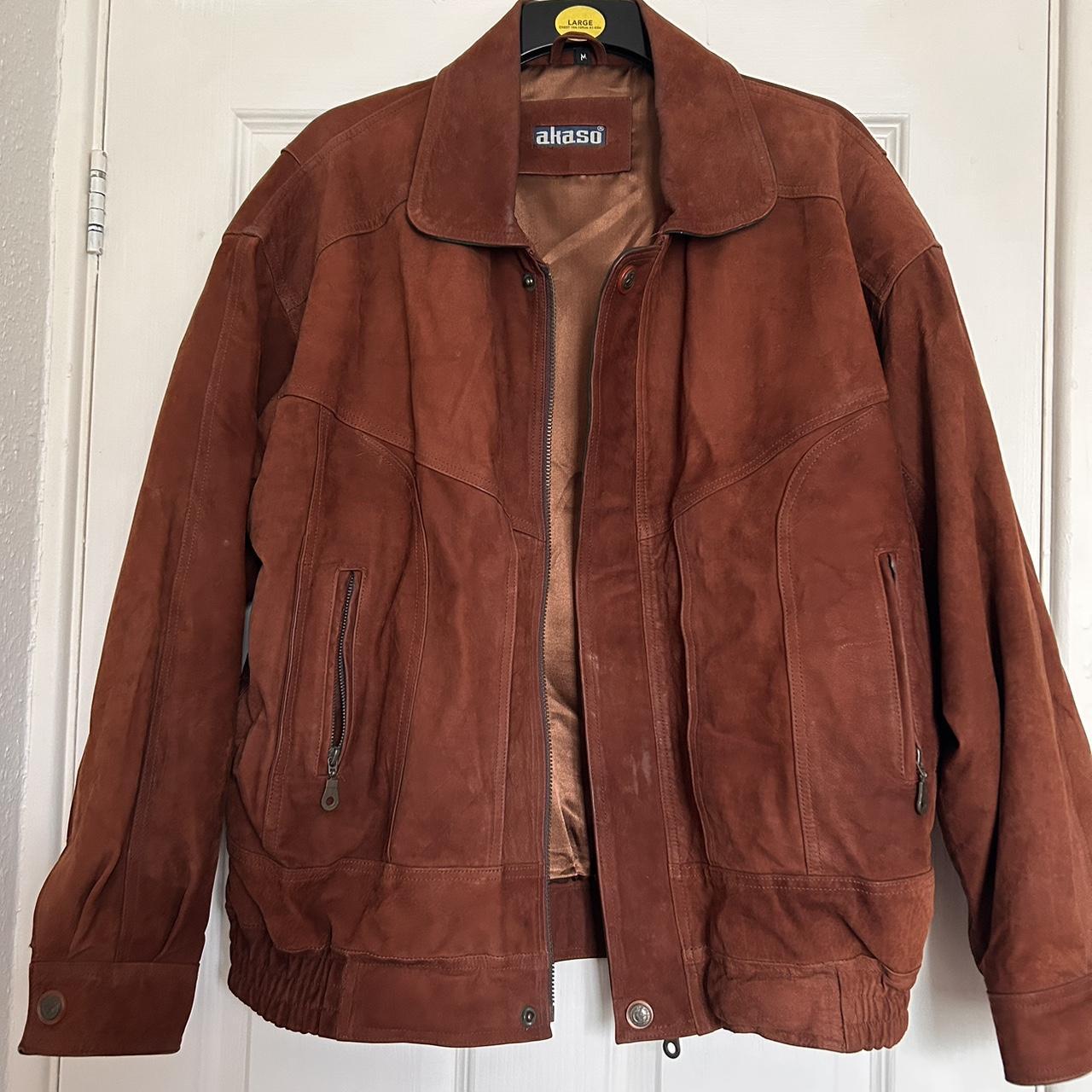 AKASO 100% 90s leather jacket with viscose lining,... - Depop