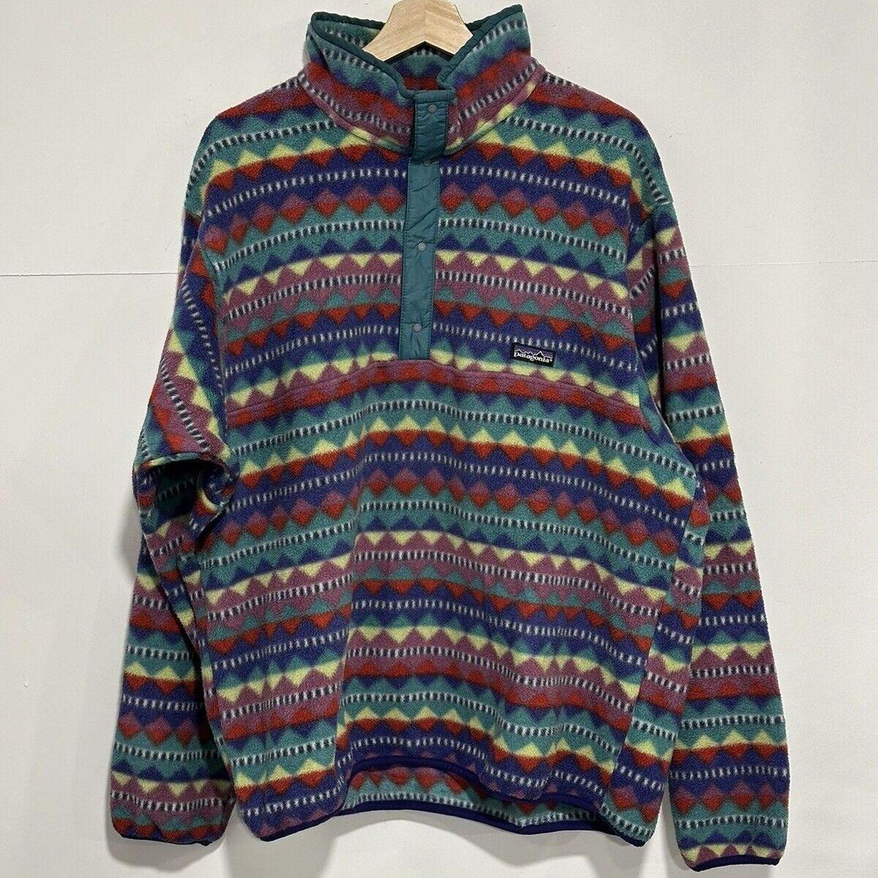 Patagonia Aztec Triangle T Snap Synchilla Fleece... - Depop